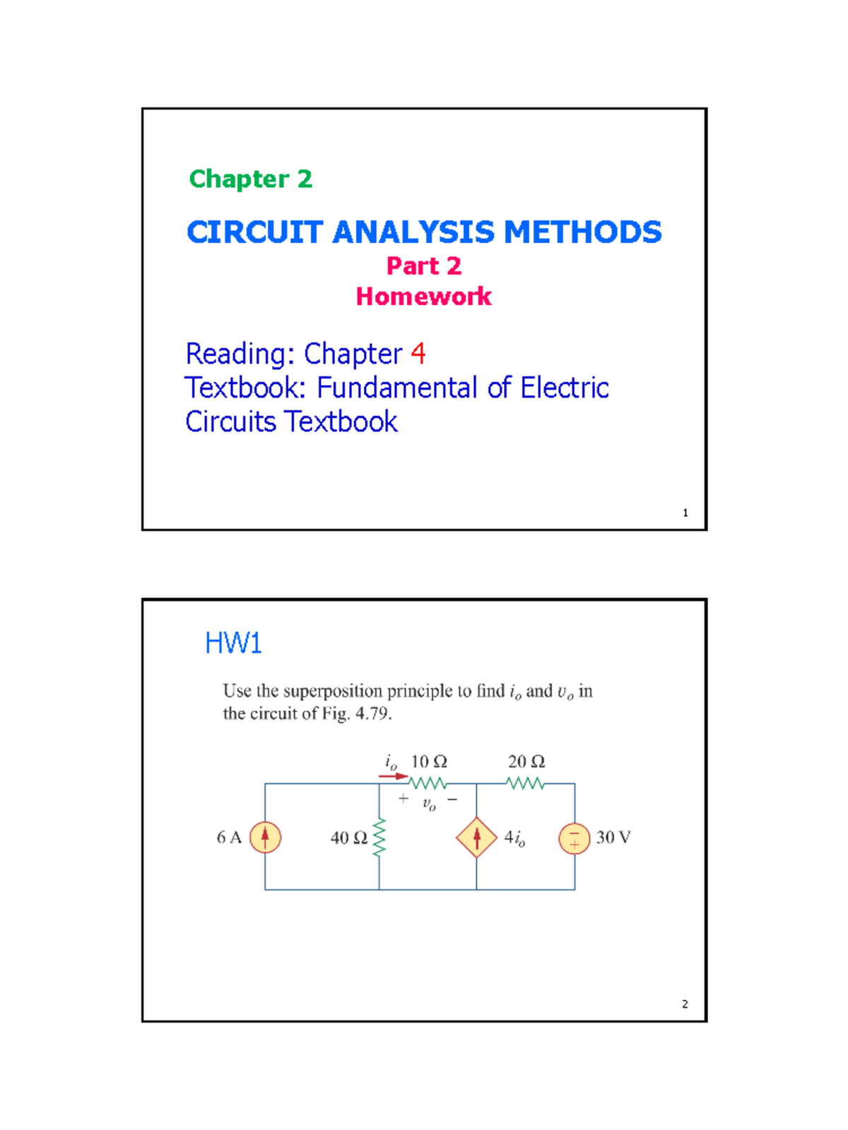 Ch2 Circuit Analysis Methods p2 HW - Electric Engineering - 1 Chapter 2 ...