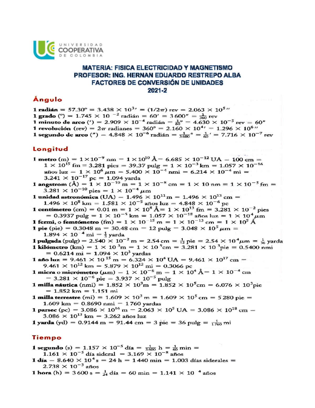 Tablas Unidades Y Factores DE Conversion - ingeniera civil - Studocu