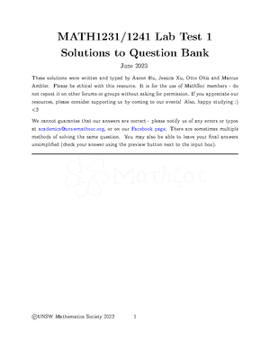 MATH1231 1241 Labtest 2 Algebra - MATH1231/1241 Lab Test 2 Algebra ...