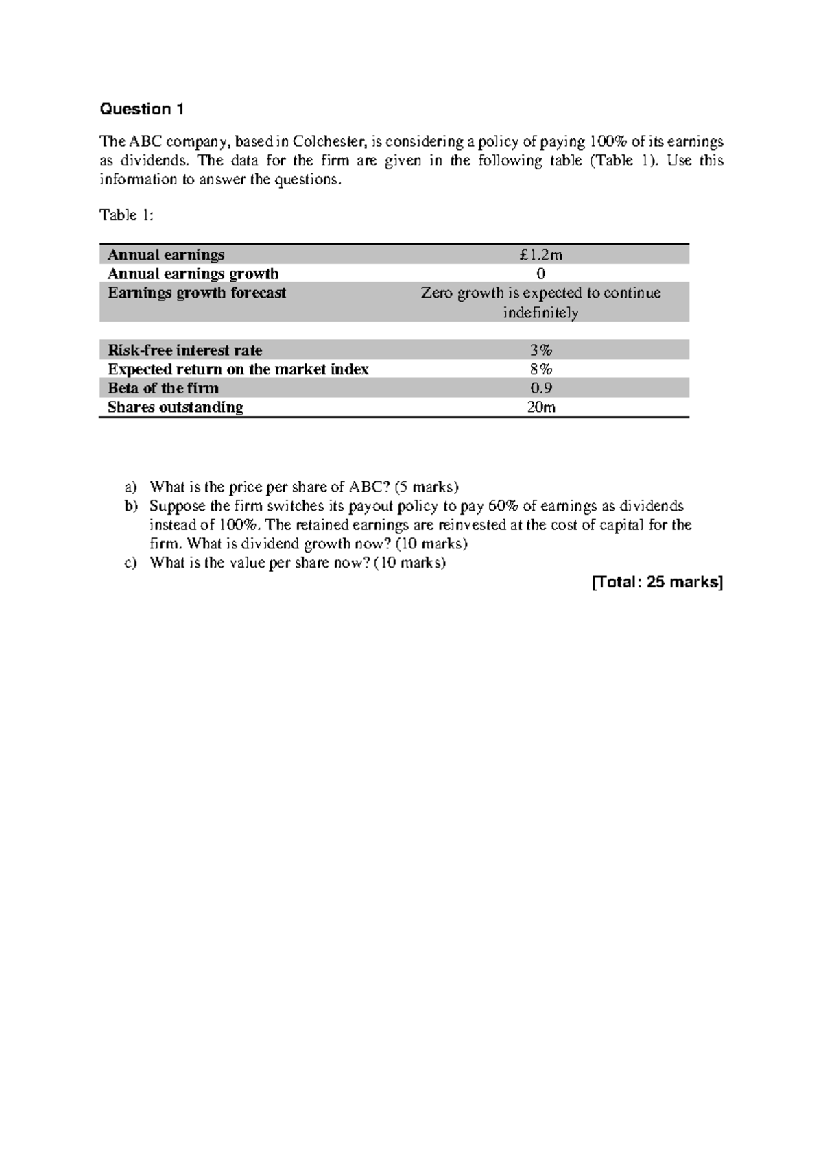 BE350 mid-term test 2024 - The ABC company, based in Colchester, is ...
