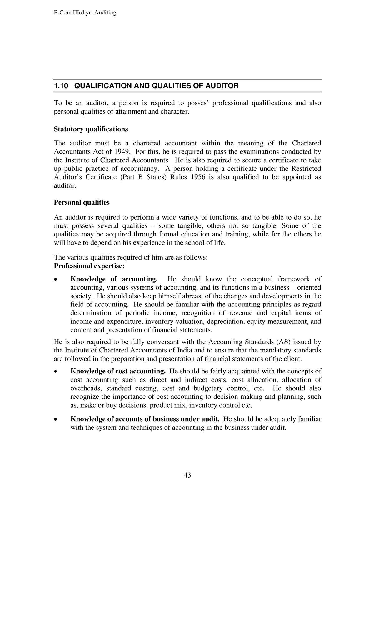 Split PDFFile 43 to 53 - 1 QUALIFICATION AND QUALITIES OF AUDITOR To be ...