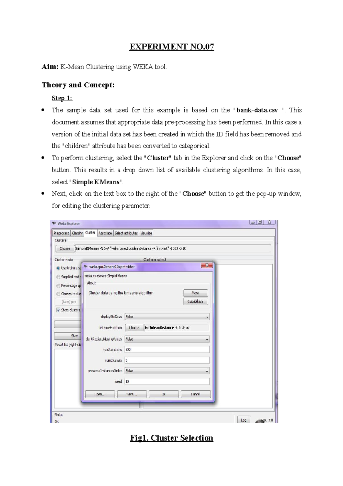 Experiment Clustering Experiment No Aim K Mean Clustering Using Weka Tool Theory And