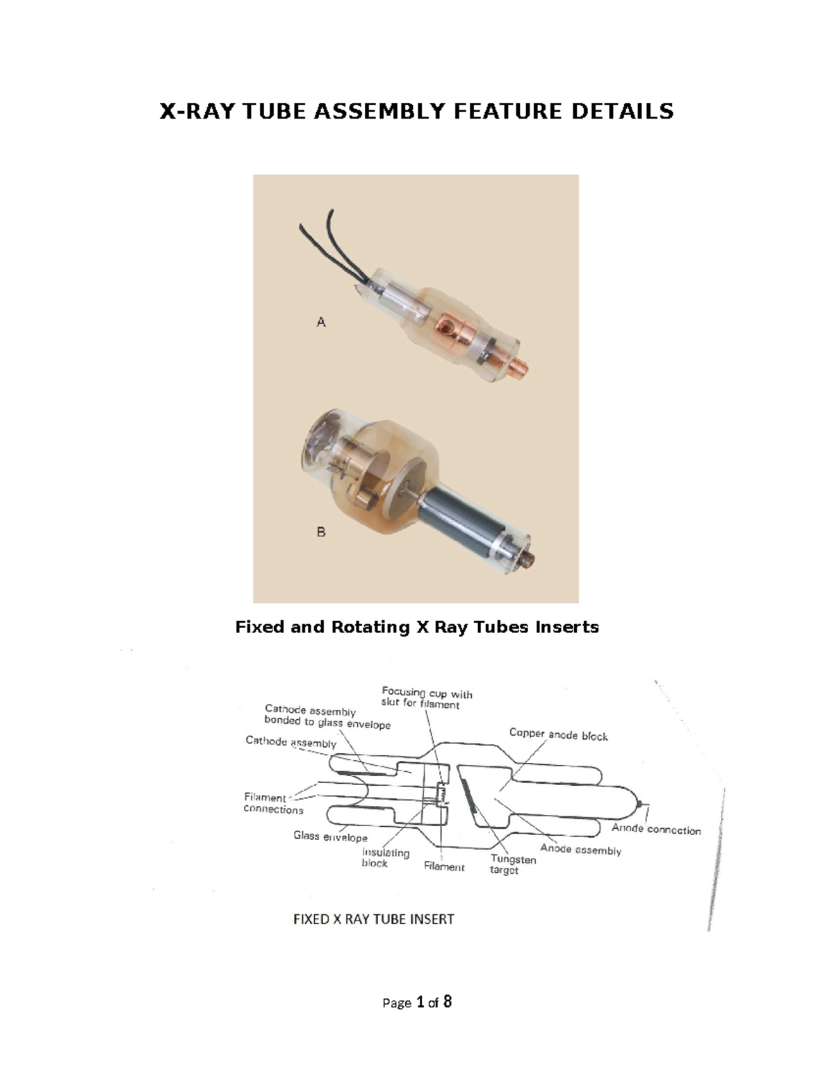 Sess7 =Ray Tubes Feature Details = - X-RAY TUBE ASSEMBLY FEATURE ...