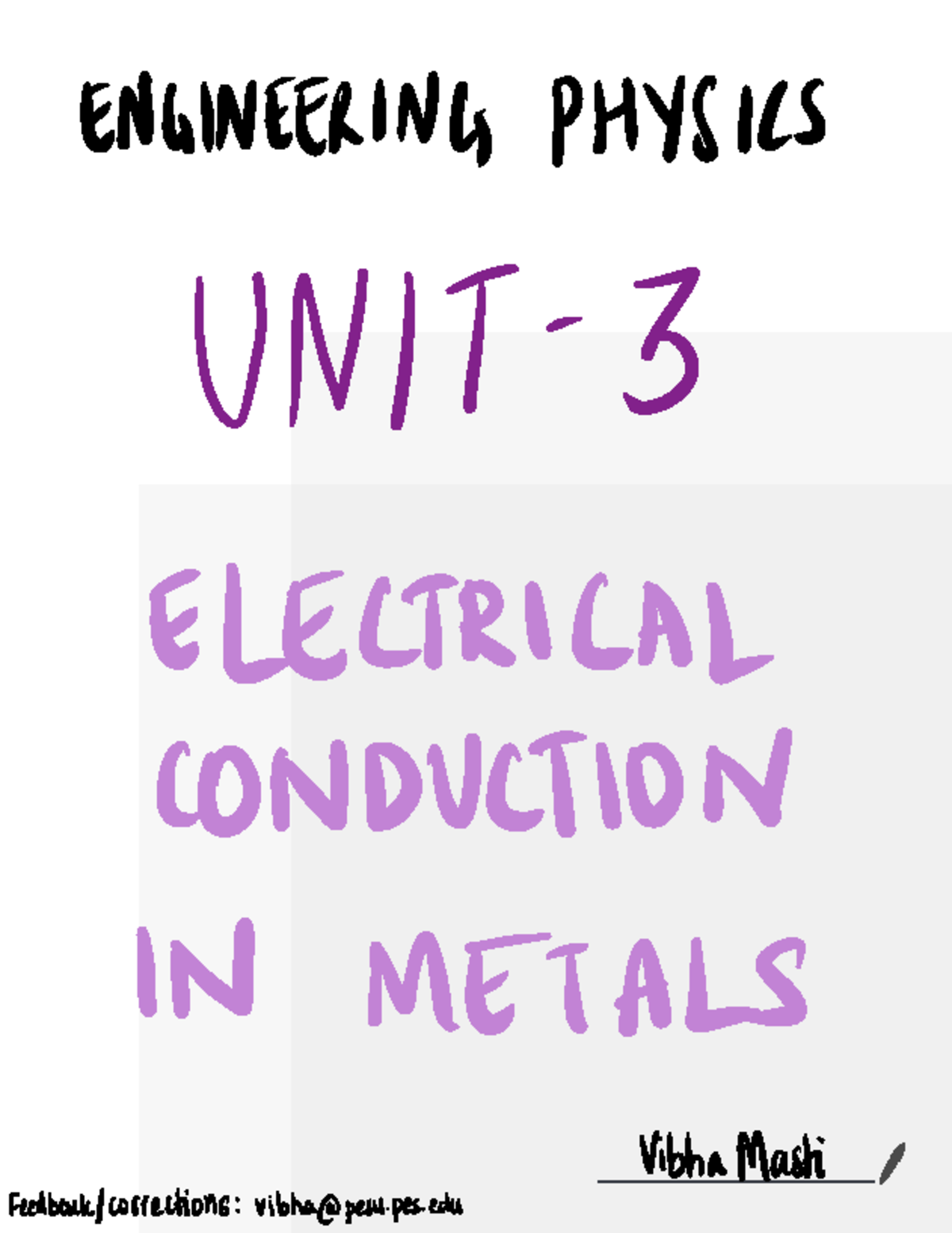 03 Electrical Conduction in Metals - Vibha - ENGINEERING PHYSICS UNIT ...