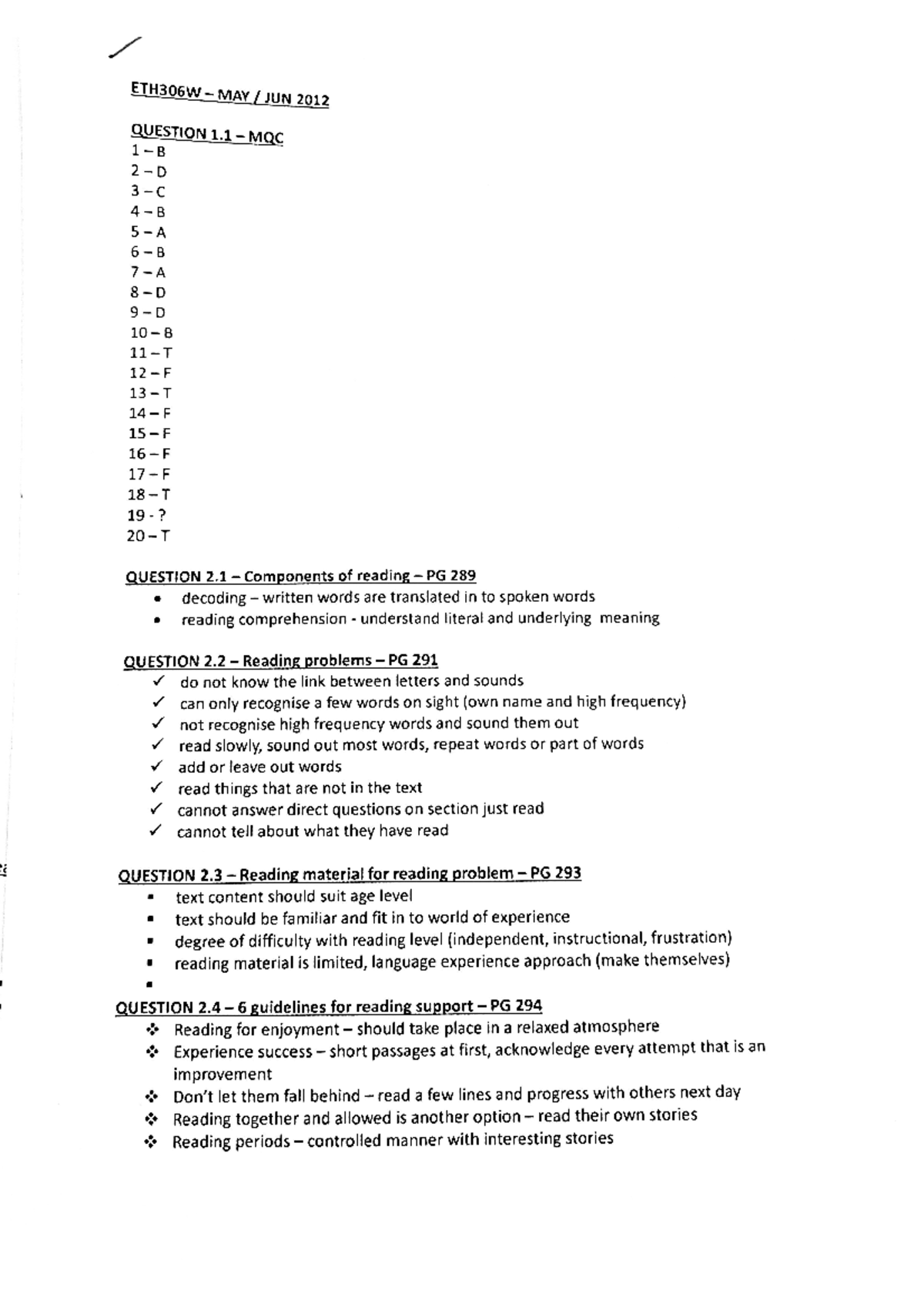 Sample/practice exam 18 May 2012, questions and answers - \ m 4 I W O E" E