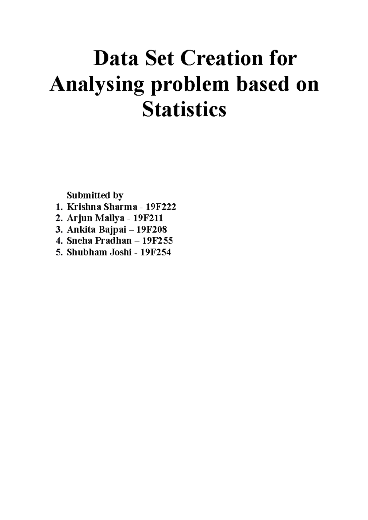 Problem Statement Statistics - Data Set Creation for Analysing problem ...