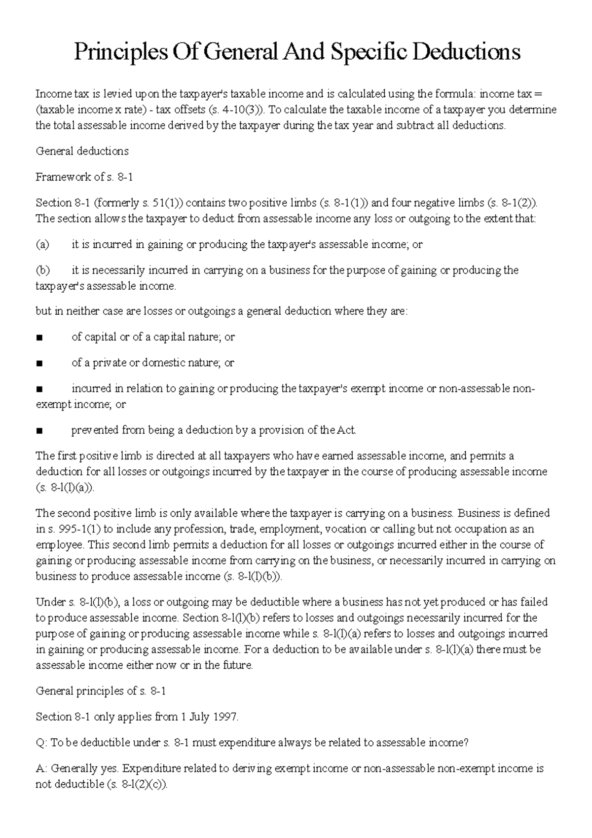 Principles Of General And Specific Deductions - 4-10(3)). To calculate ...