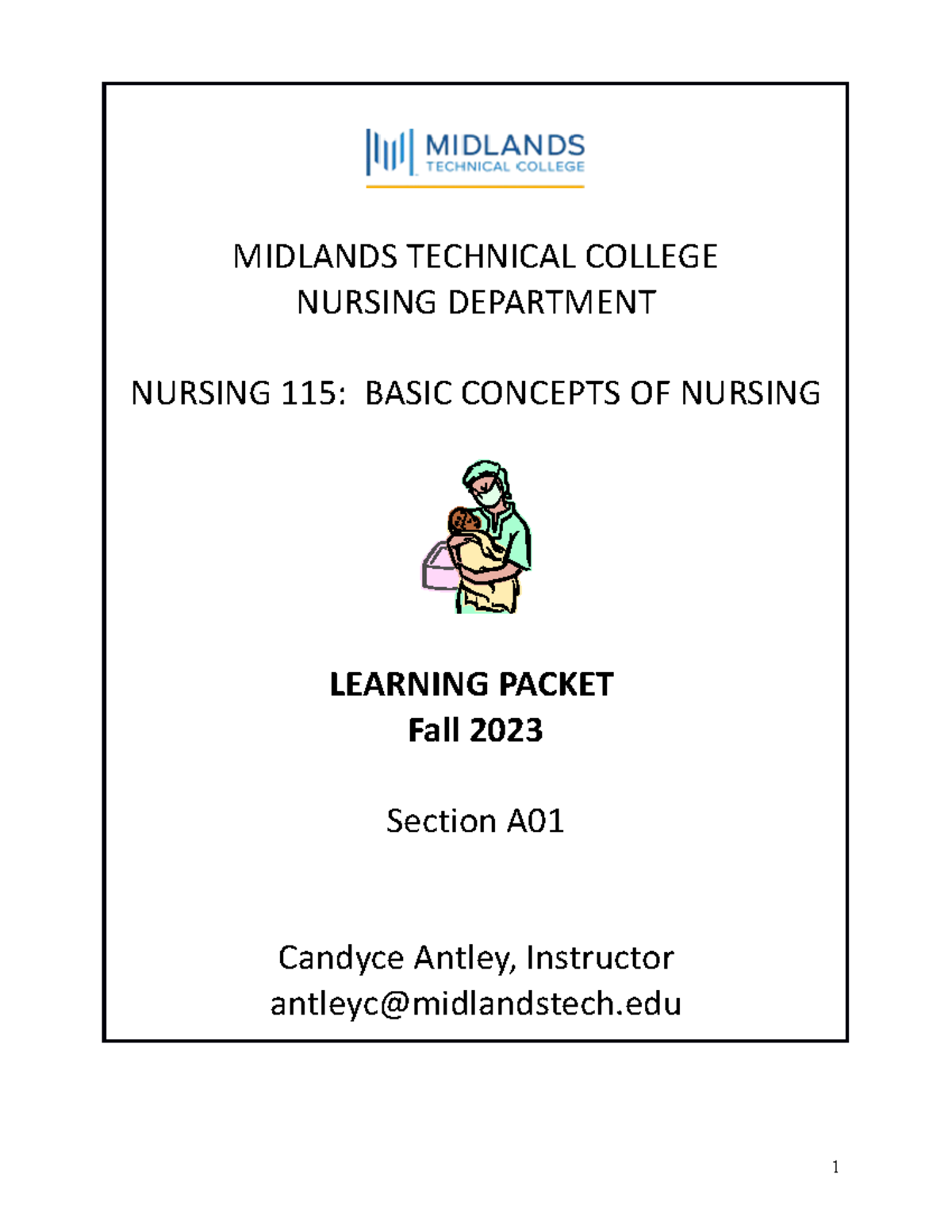 Learning Packet Nur 115 Spring 2023 A01 - MIDLANDS TECHNICAL COLLEGE ...