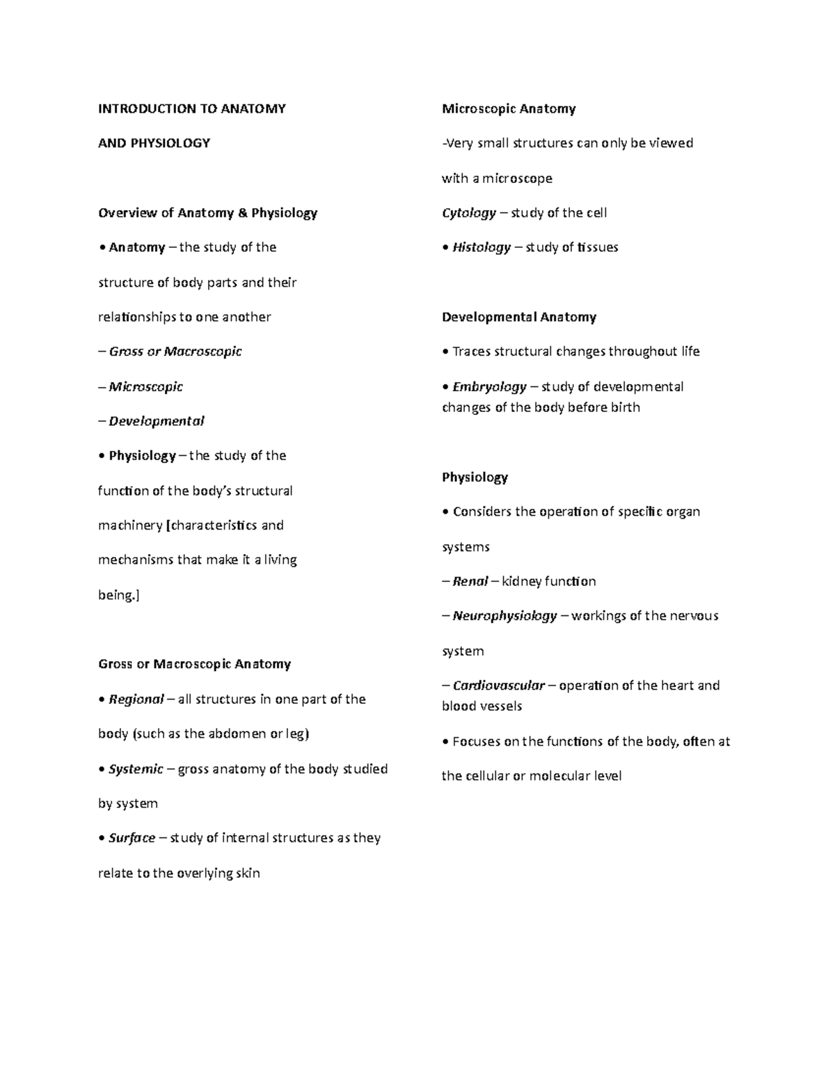 Introduction-TO- Anatomy - INTRODUCTION TO ANATOMY AND PHYSIOLOGY ...