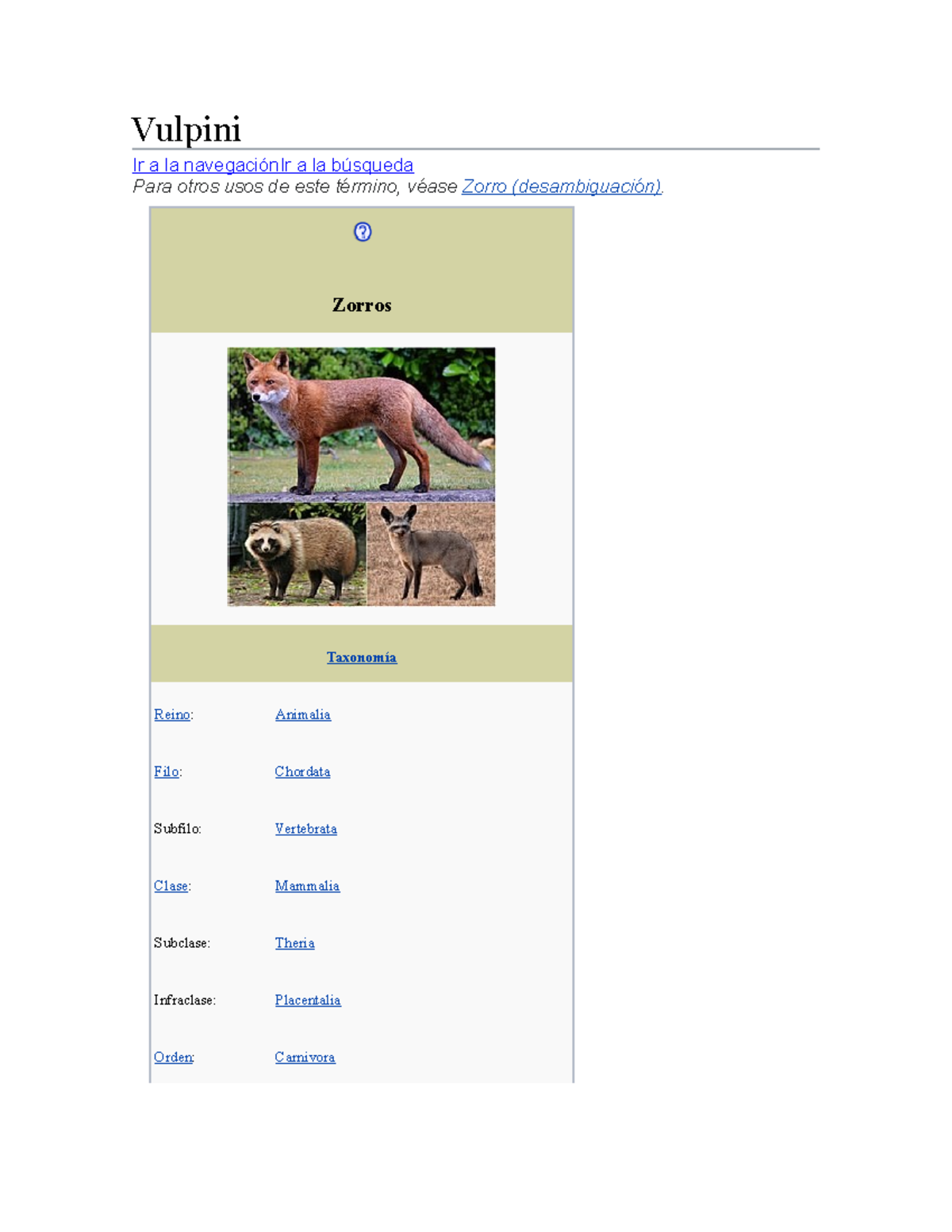 Vulpini - Vulpini Ir a la navegación Para otros usos de este término ...