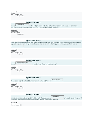 Final Exam - Question 2 Answer saved Marked out of 1. Question 3 Answer ...