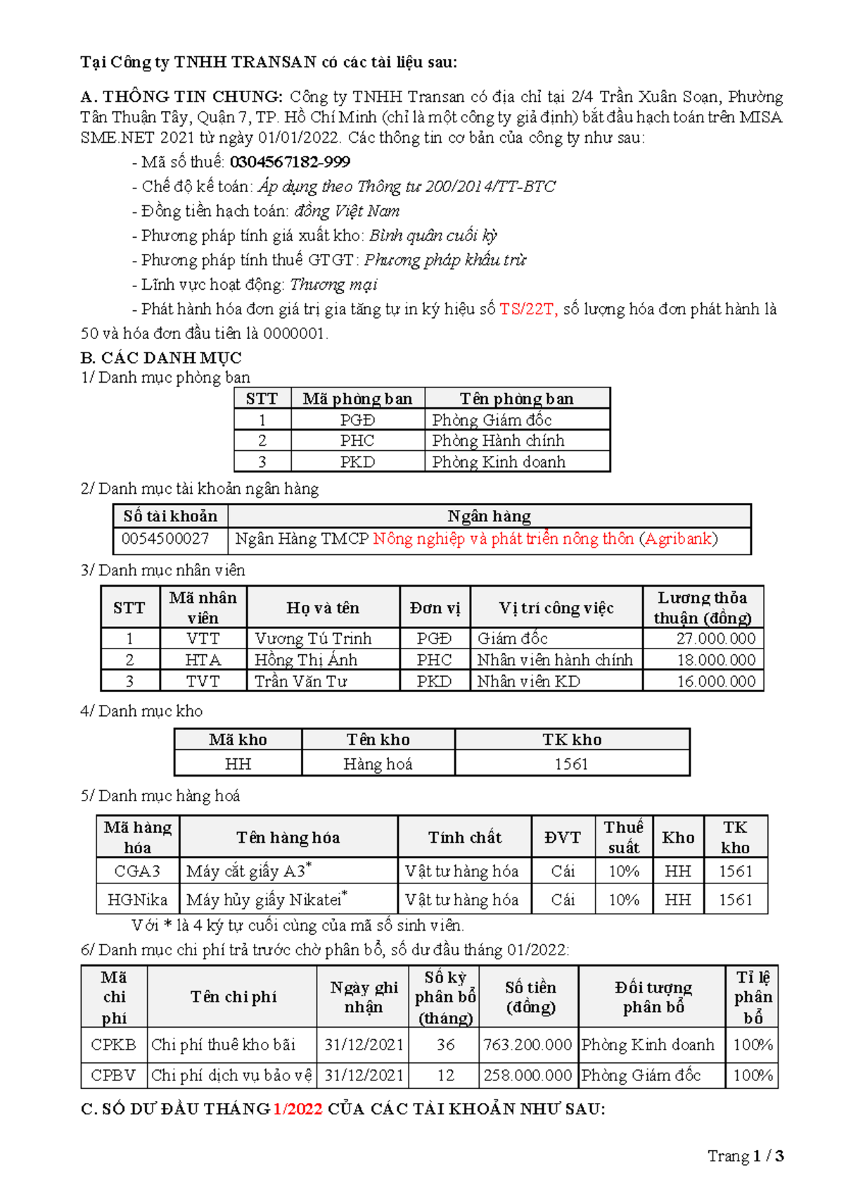 1. Htttkt 1- HK2.2022 De 4A Lam thu 1 - Trang 1 / 3 Tại Công ty TNHH ...