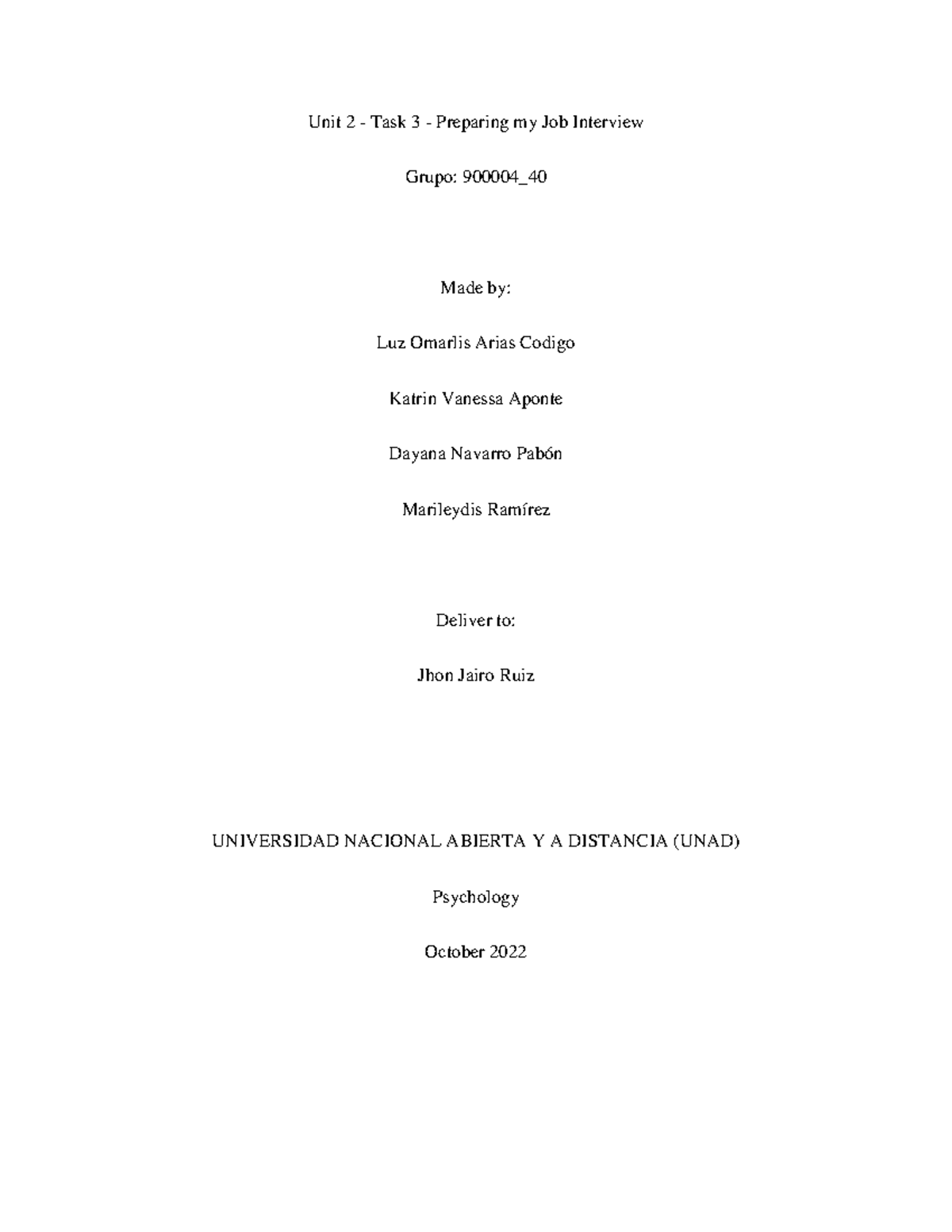 Unit 2 - Task 3 - Preparing my Job Interview 900004 40 - Unit 2 - Task 3 - Preparing my Job ...