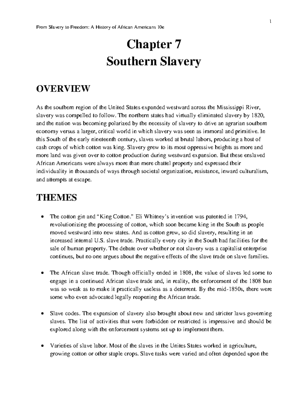Chapter 7 - Overview - 1 From Slavery to Freedom: A History of African ...