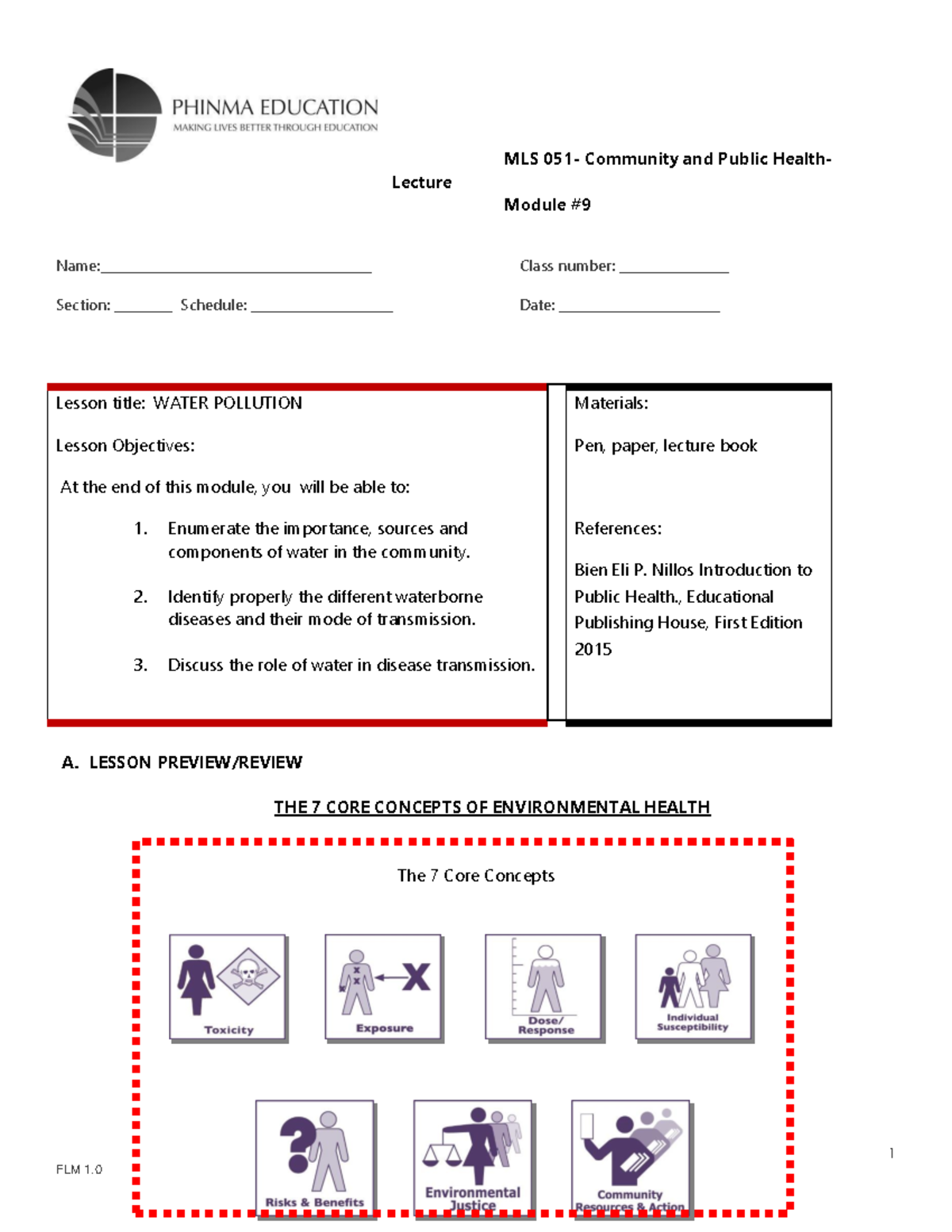 9TH SAS Module - mls 051 - Lecture Module # Name ...