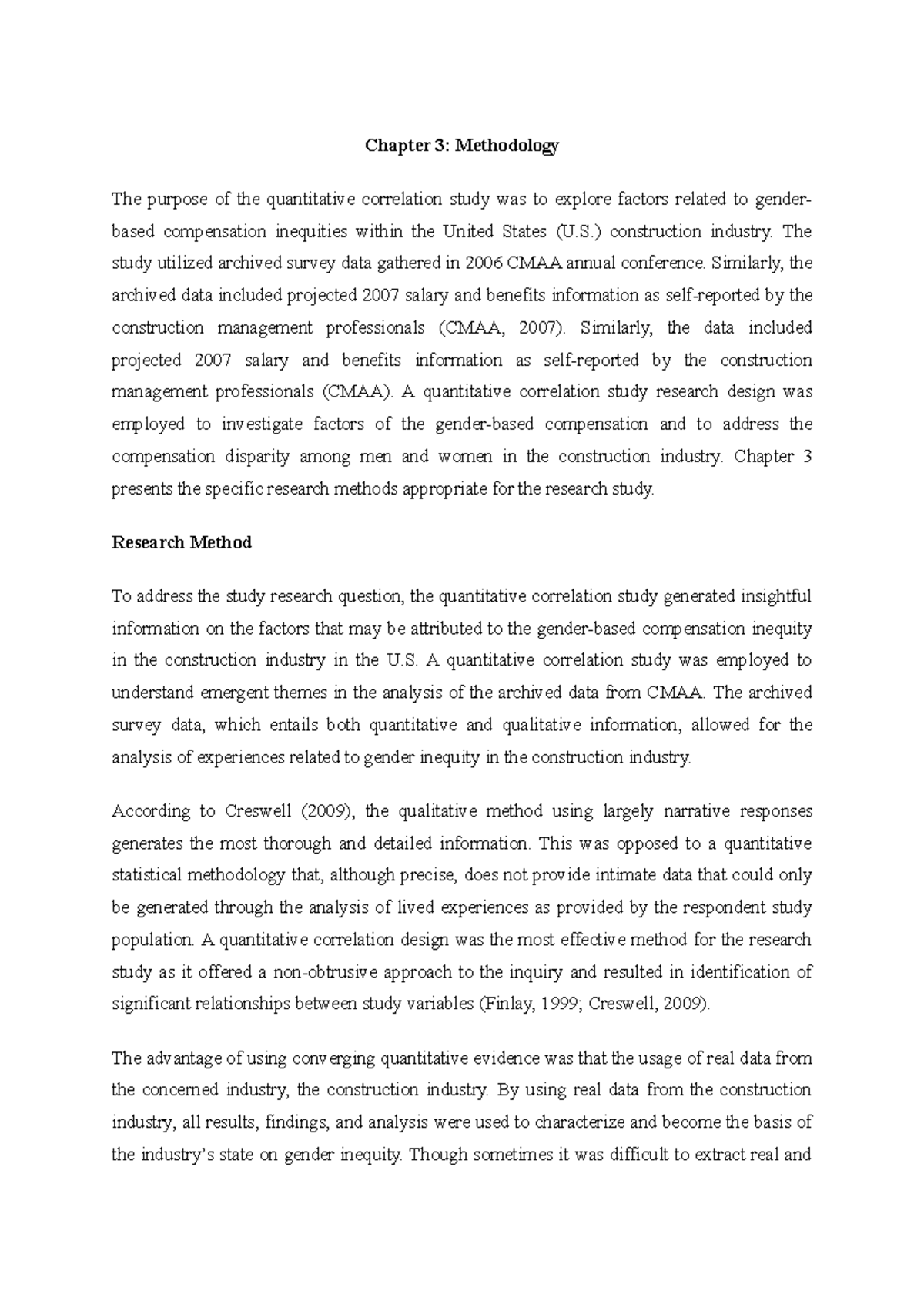Chapter 3- Methodology - Chapter 3: Methodology The purpose of the ...