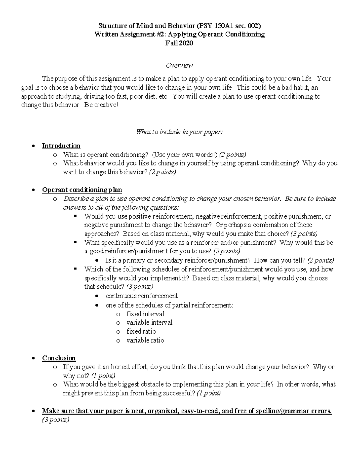PSY150A1 Written Assignment #2 - Structure of Mind and Behavior (PSY ...
