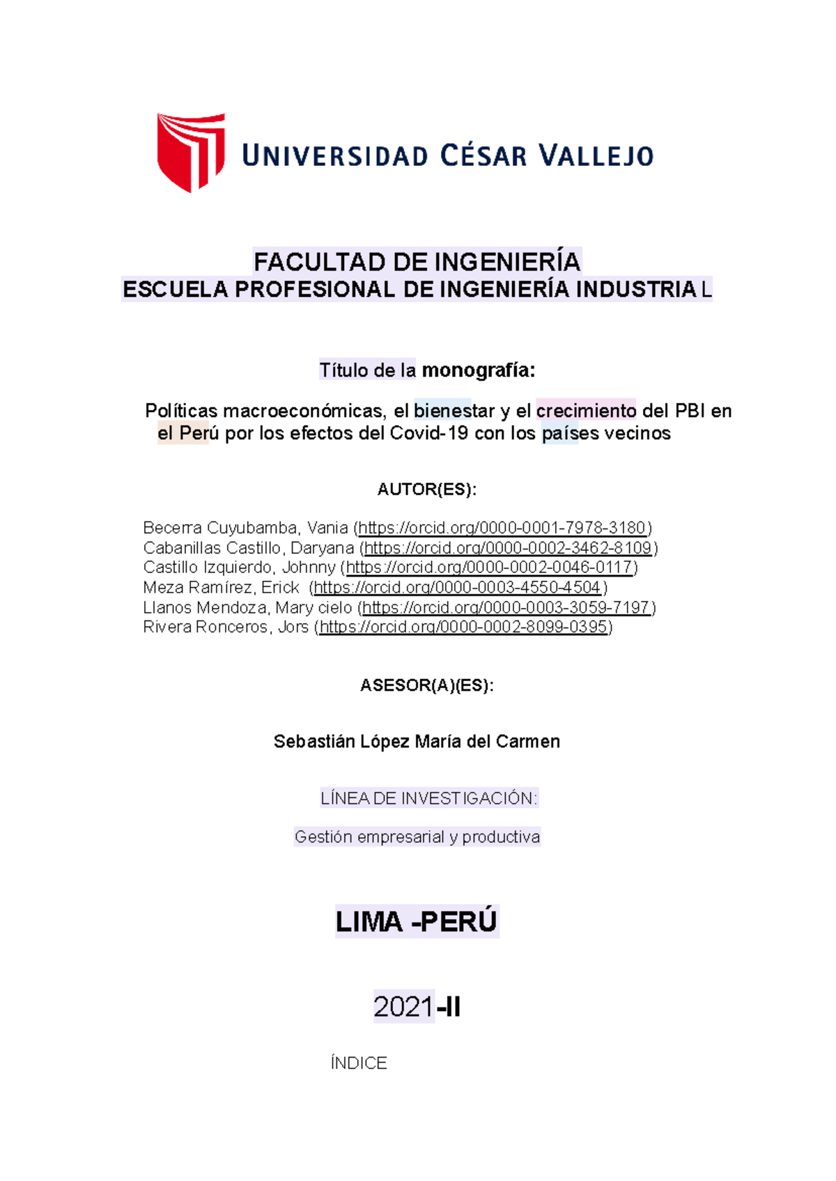 Economia - Ndndndn - FACULTAD DE INGENIERÍA ESCUELA PROFESIONAL DE ...