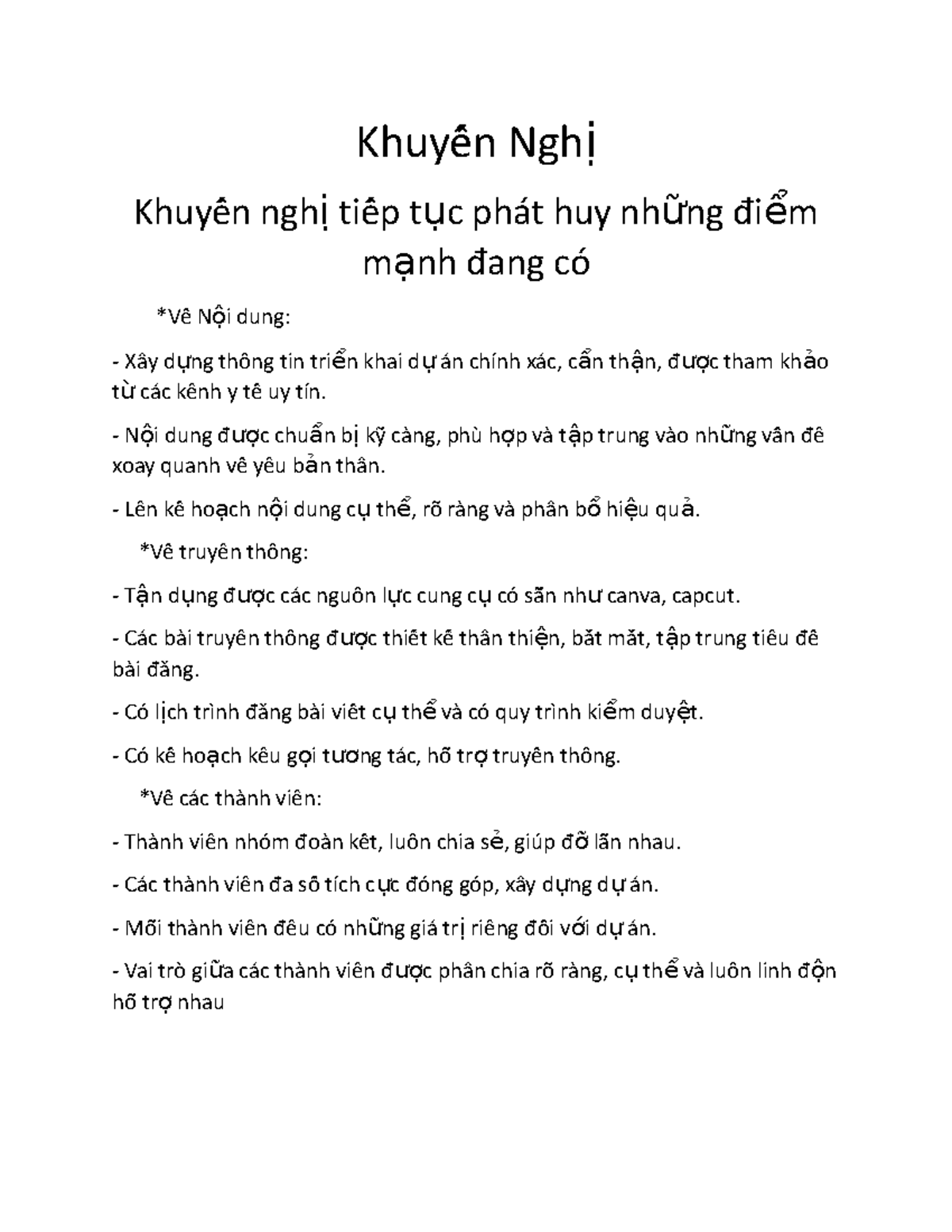 Khuyến Nghị - Khuyến Nghị - Khuyếến Nghị Khuyếến ngh tiếếp tị ục phát huy nh ững đi ểm m ạnh ...