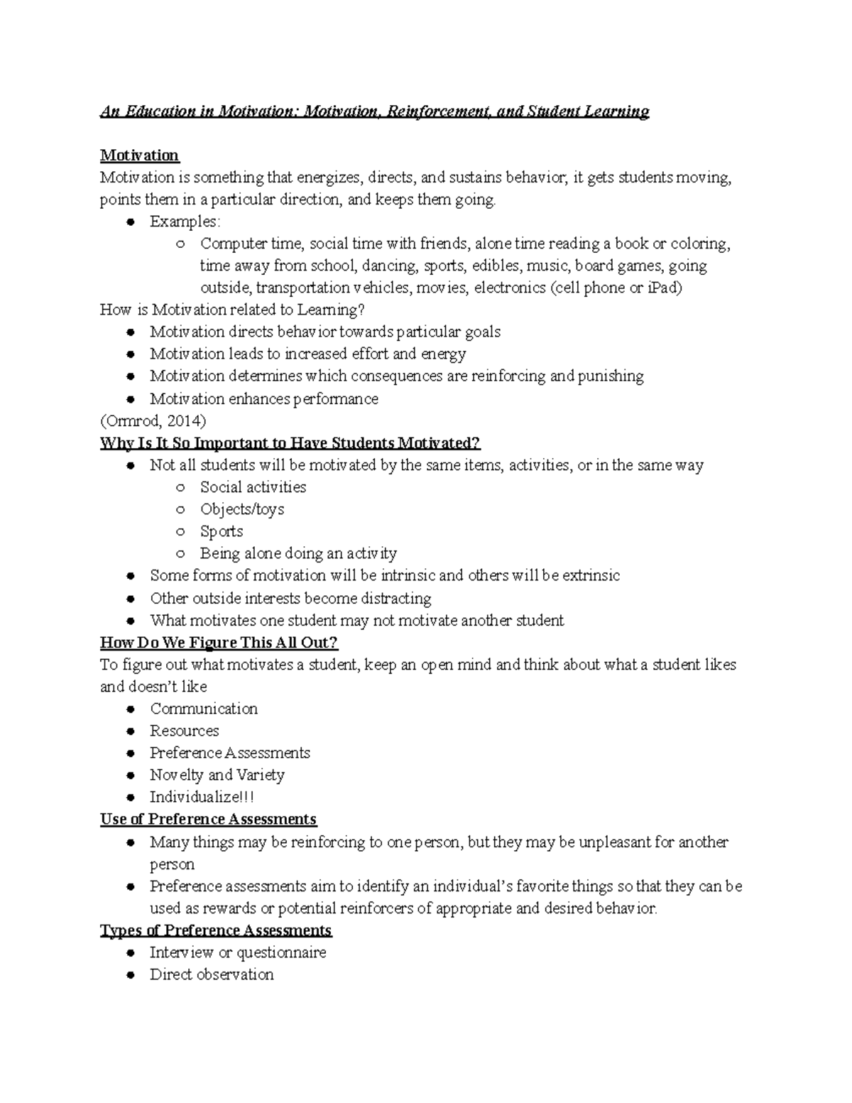 Using Reinforcement Strategies to Motivate Student Learning - An ...