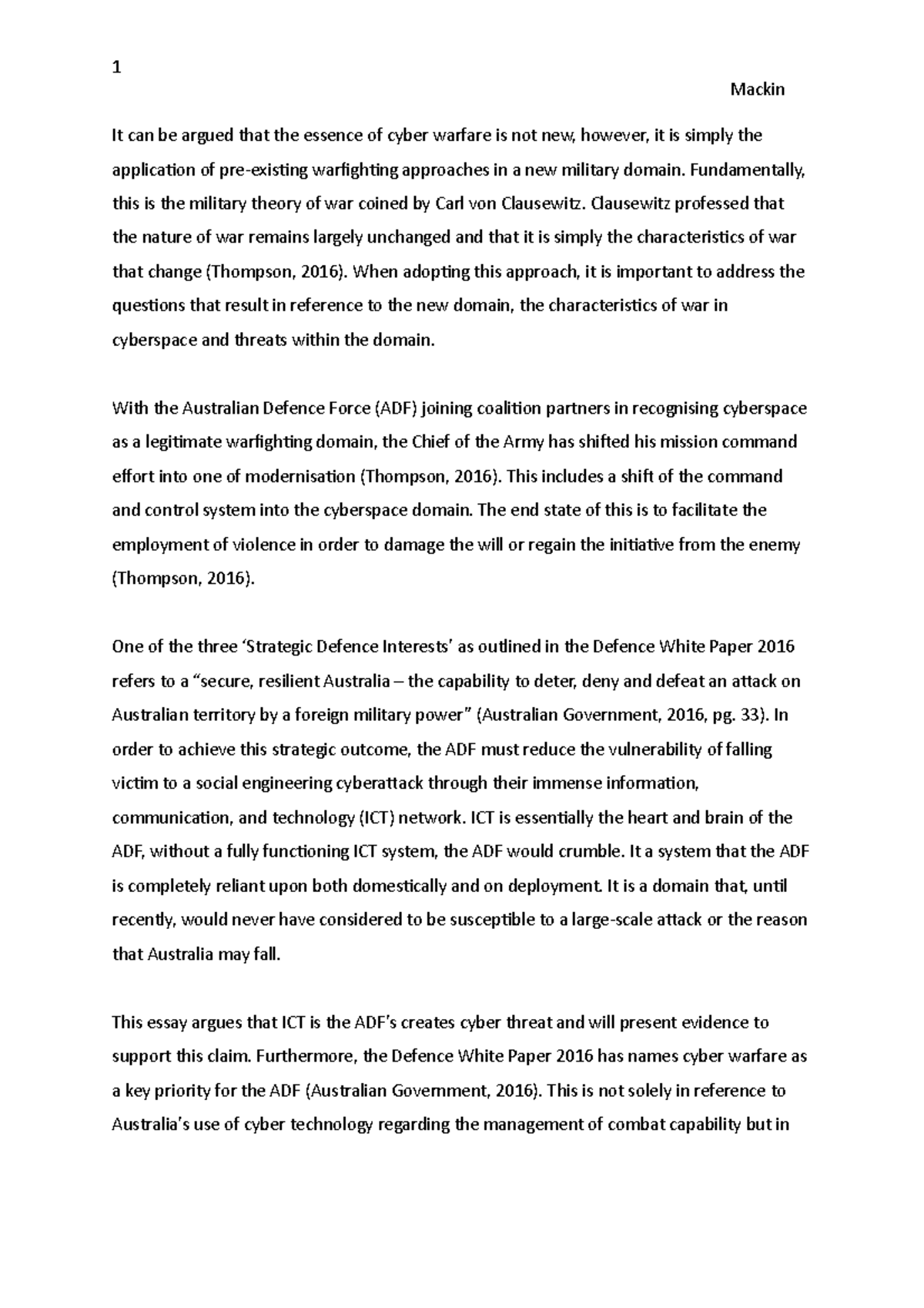 Cyber Reflective Essay - Mackin It can be argued that the essence of ...