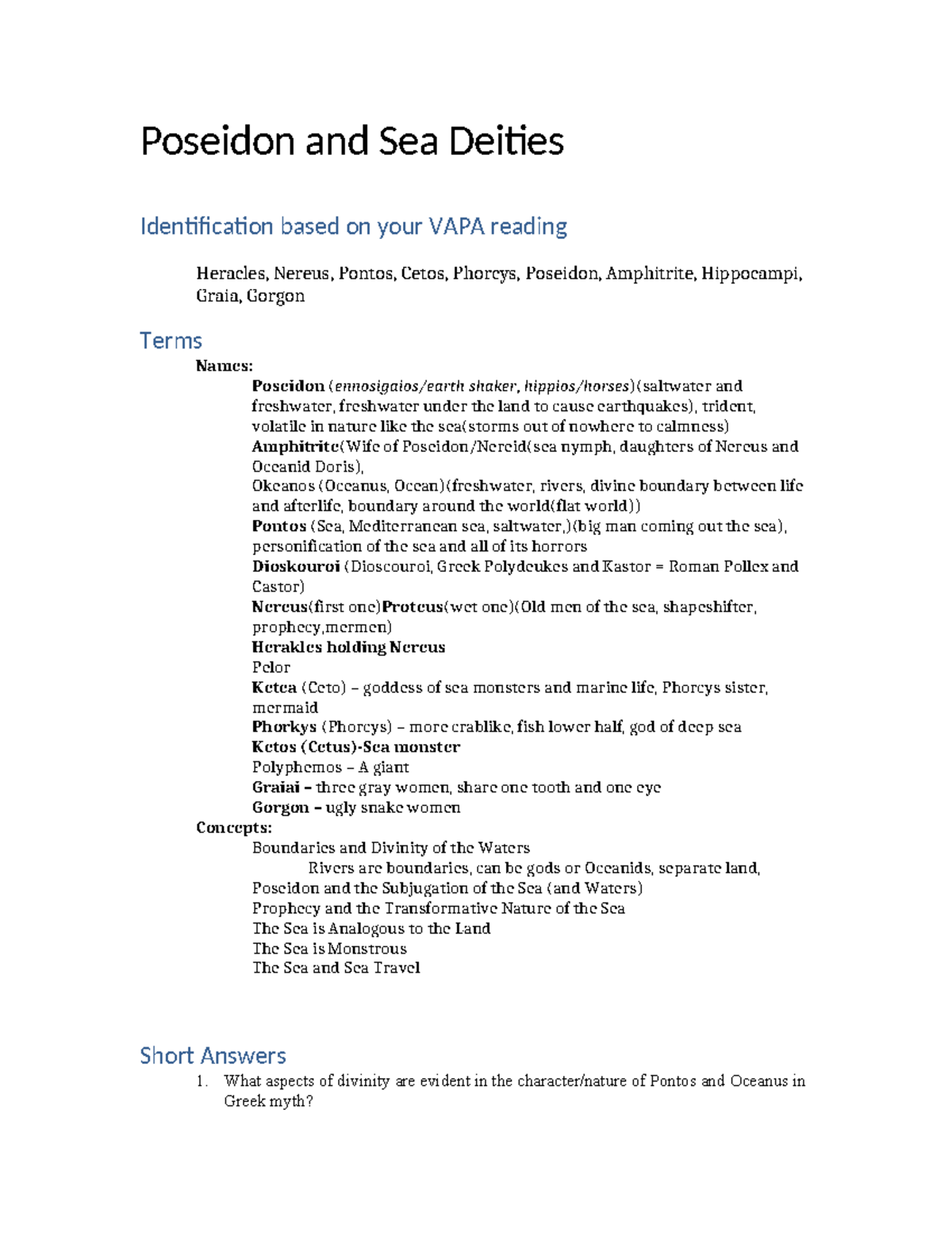 Poseidon and Sea Deities - Poseidon and Sea Deities Identification ...