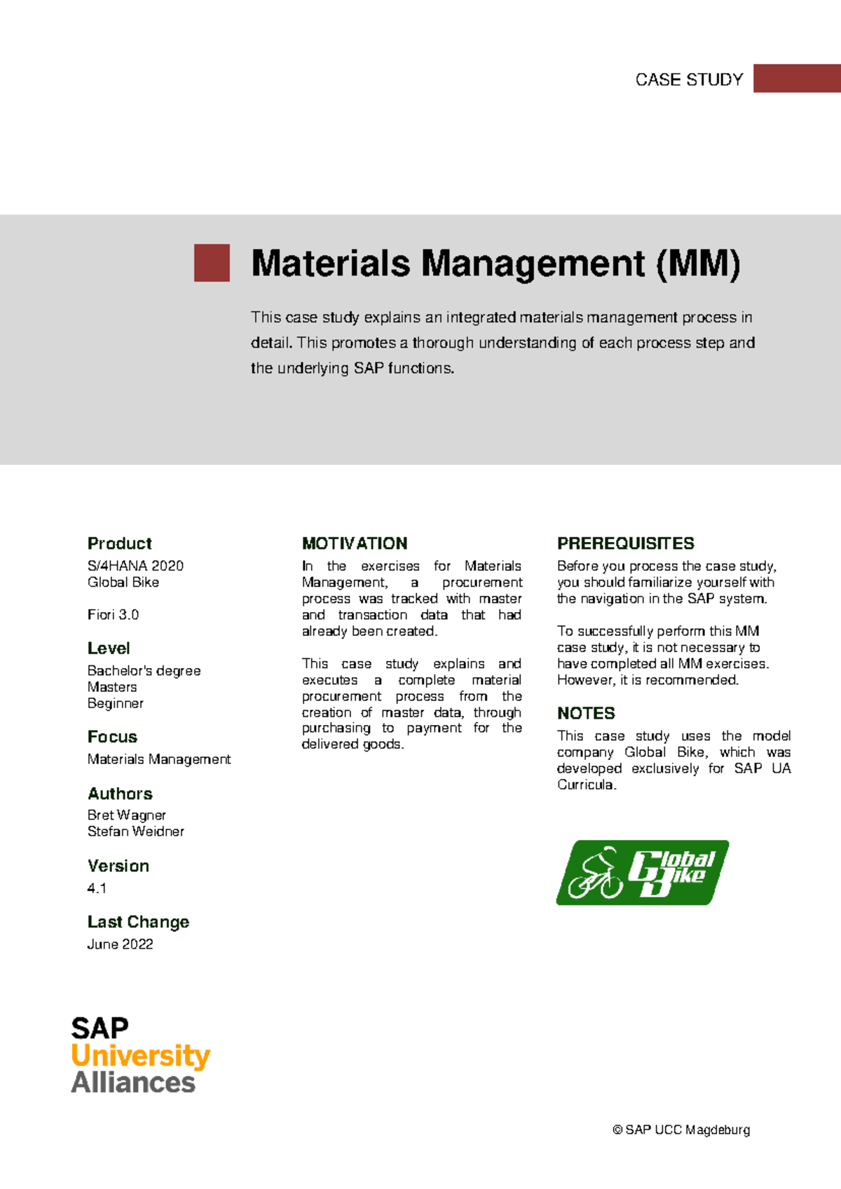 Tutorial- Material Management - © SAP UCC Magdeburg Product S/4HANA ...