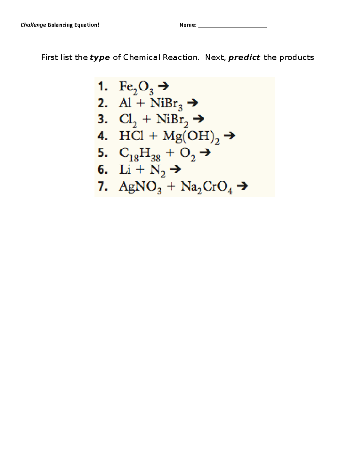Worksheet - challenging balancing - stations - First list the type of ...