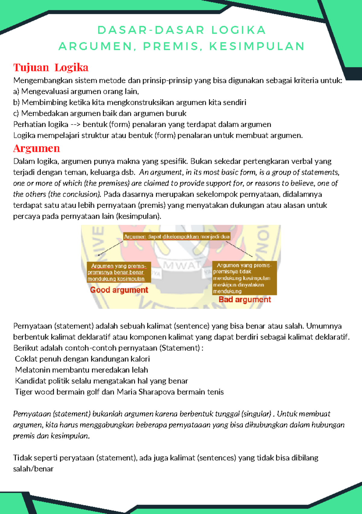 Dasar-dasar logika - Argumen, Premis, Kesimpulan - Tujuan Logika ...