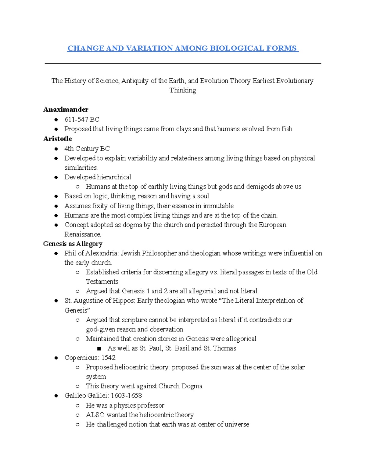 Lecture Notes ANTH Change and Variation - CHANGE AND VARIATION AMONG ...