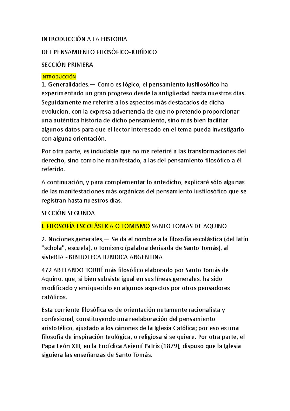 1. Filosofia Tomista. Flosofia neoescolastica - INTRODUCCIÓN A LA ...