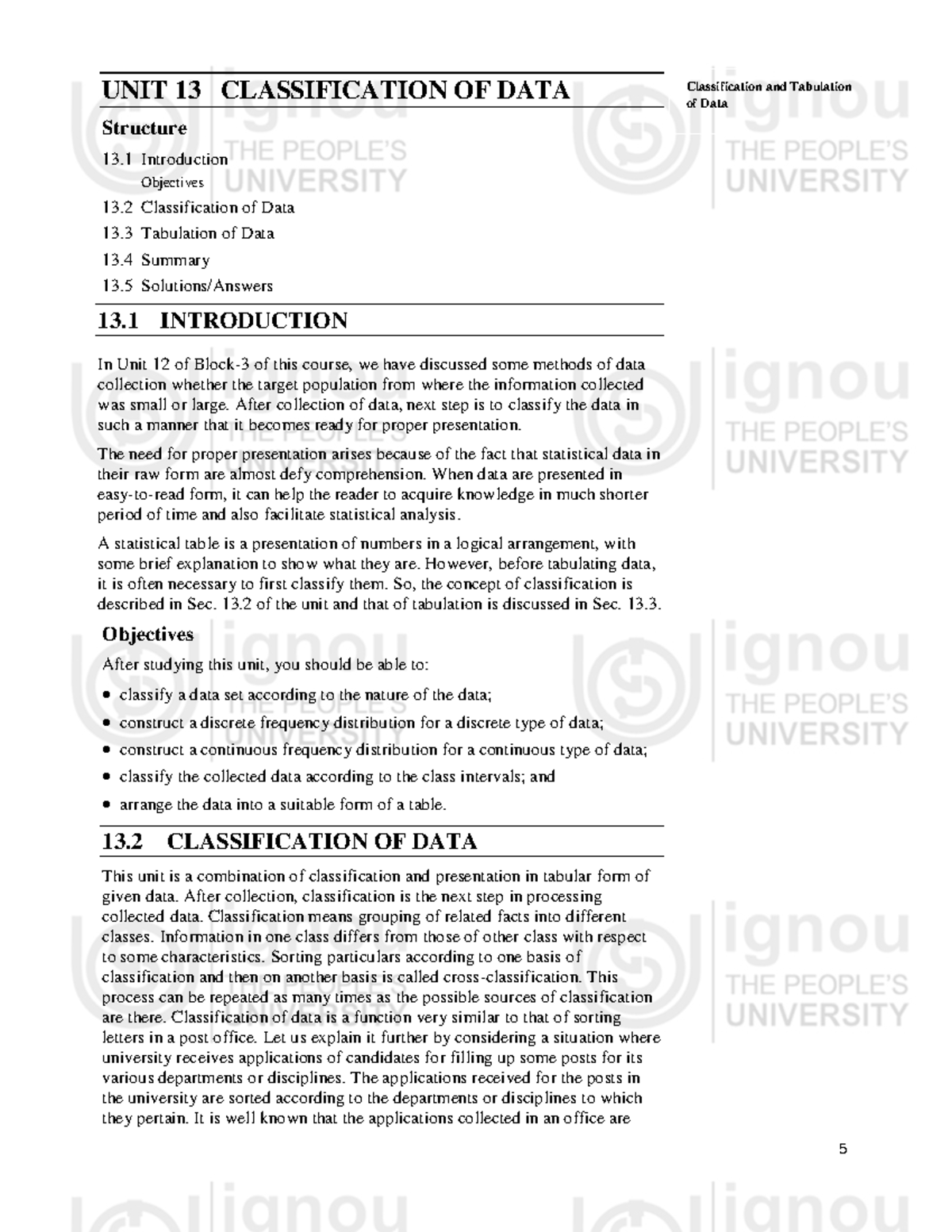 Classifications of data - psych asses - Classification and Tabulation of Data UNIT 13 ...