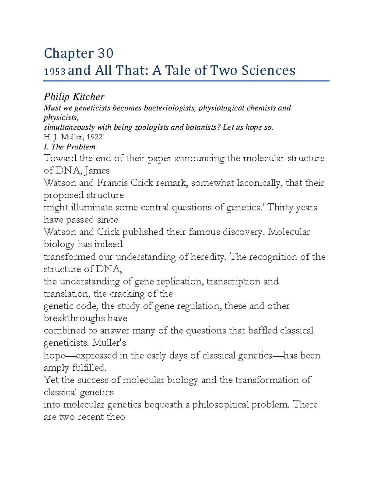 Chapter 30 All That A Tale of Two Science - Chapter 30 1953 and All ...