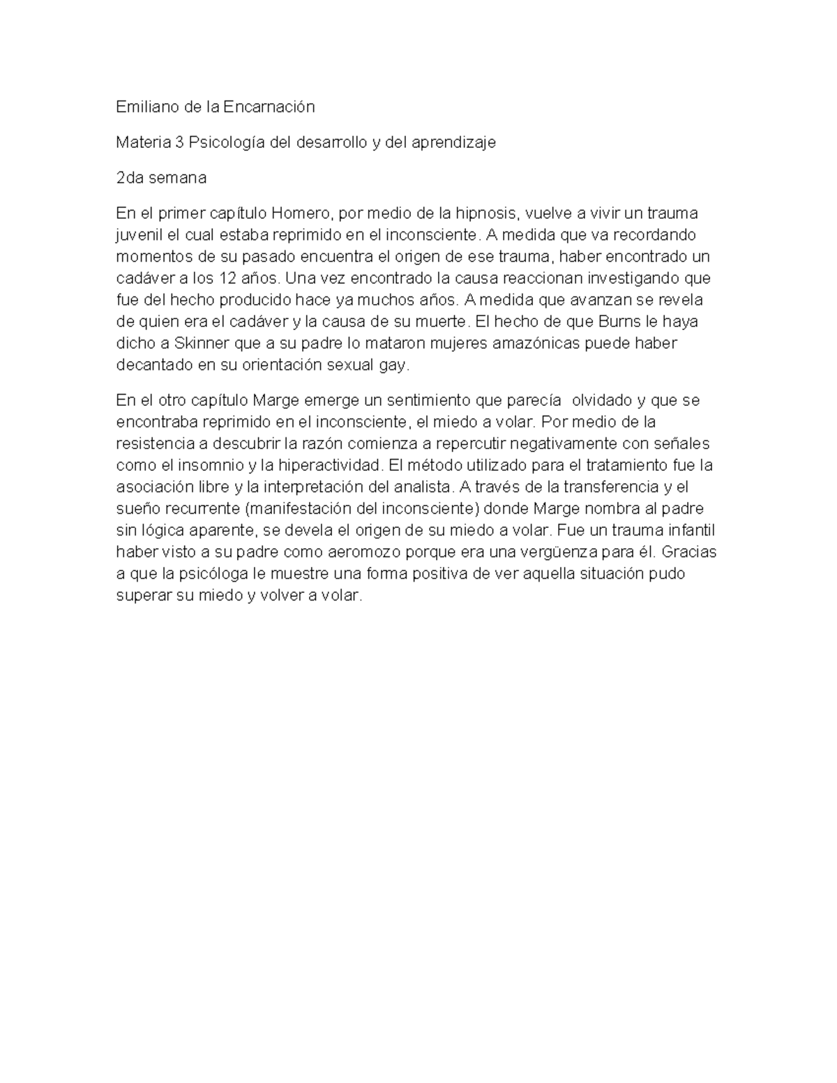 Actividad 2 Materia 3 Psicologia - Emiliano de la Encarnación Materia 3 Psicología del ...