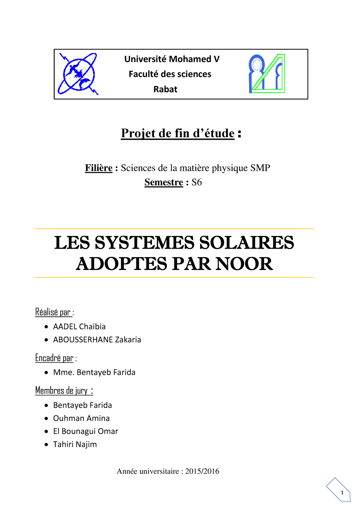 SDIC-PL0351 - pfe chmie - Projet de fin d’étude : Filière : Sciences de ...
