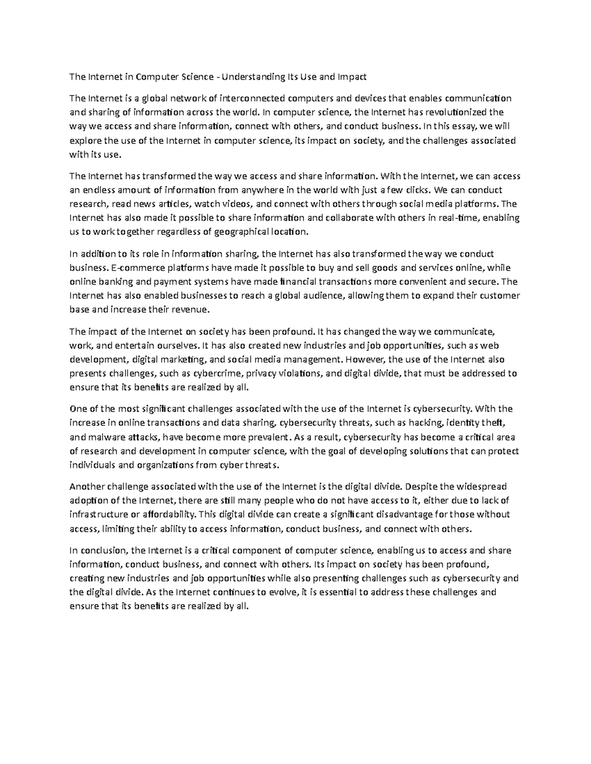 The Internet in Computer Science - Understanding Its Use and Impact ...