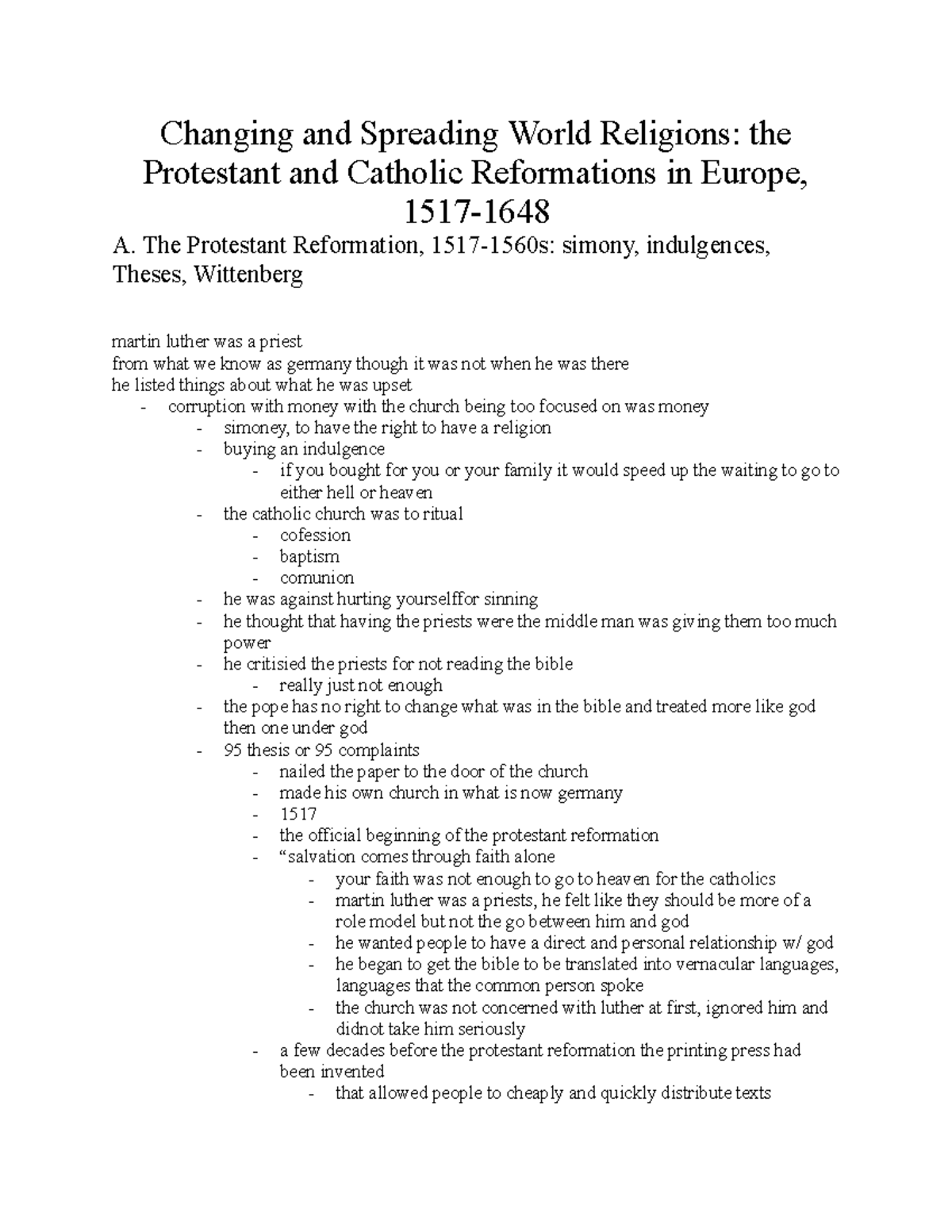 106Sp23-9-Religious Change Outline - Changing and Spreading World ...