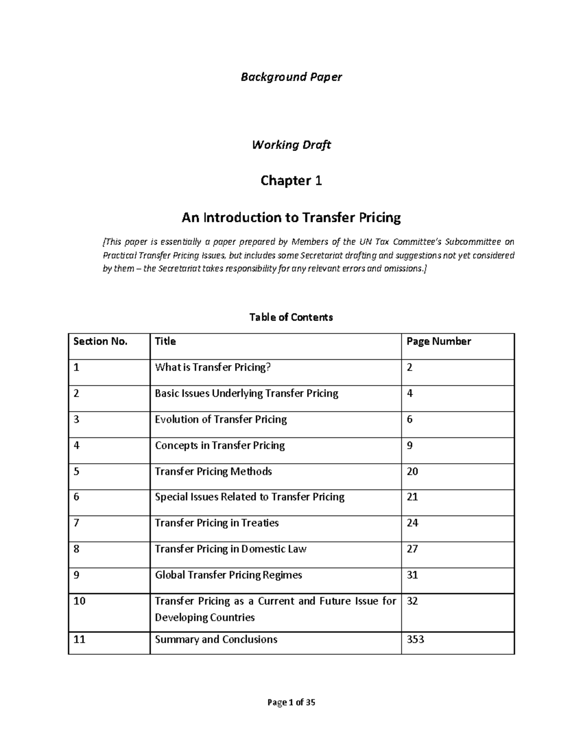 TP Report Headline - Study - Background Paper Working Draft Chapter 1 ...