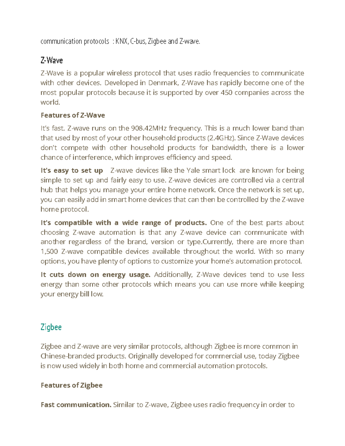 Communication Protocols X-Wave , Zigbee ,C-Bus and KNX - communication ...