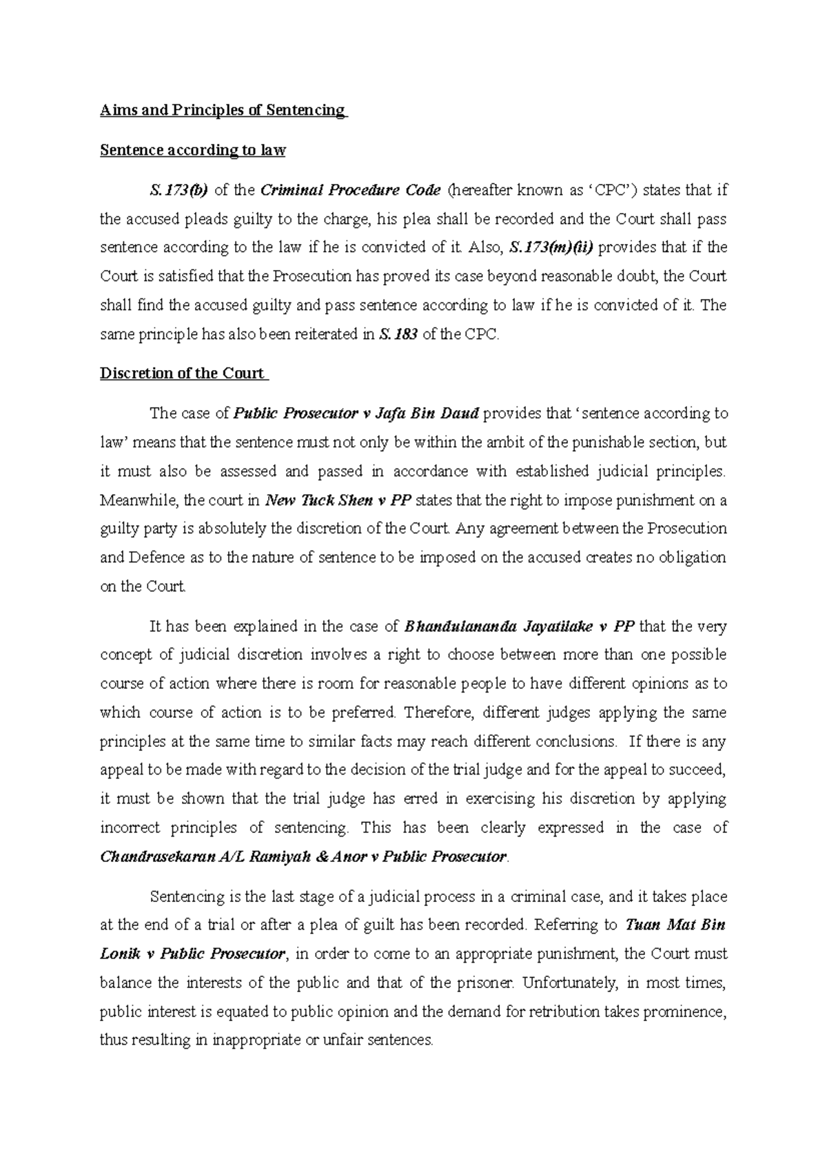 Sentencing - Aims and Principles of Sentencing Sentence according to ...