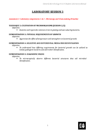 General microbiology subject outline - SUBJECT OUTLINE 91314 General Microbiology Attendance ...