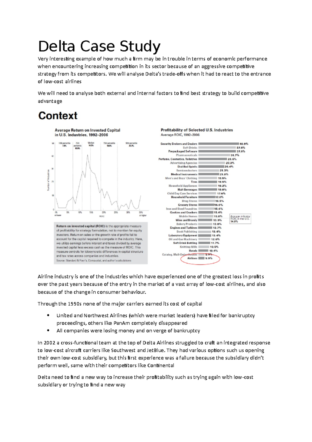 Delta Case Study - Delta Case Study Very interesting example of how much a firm may be in ...