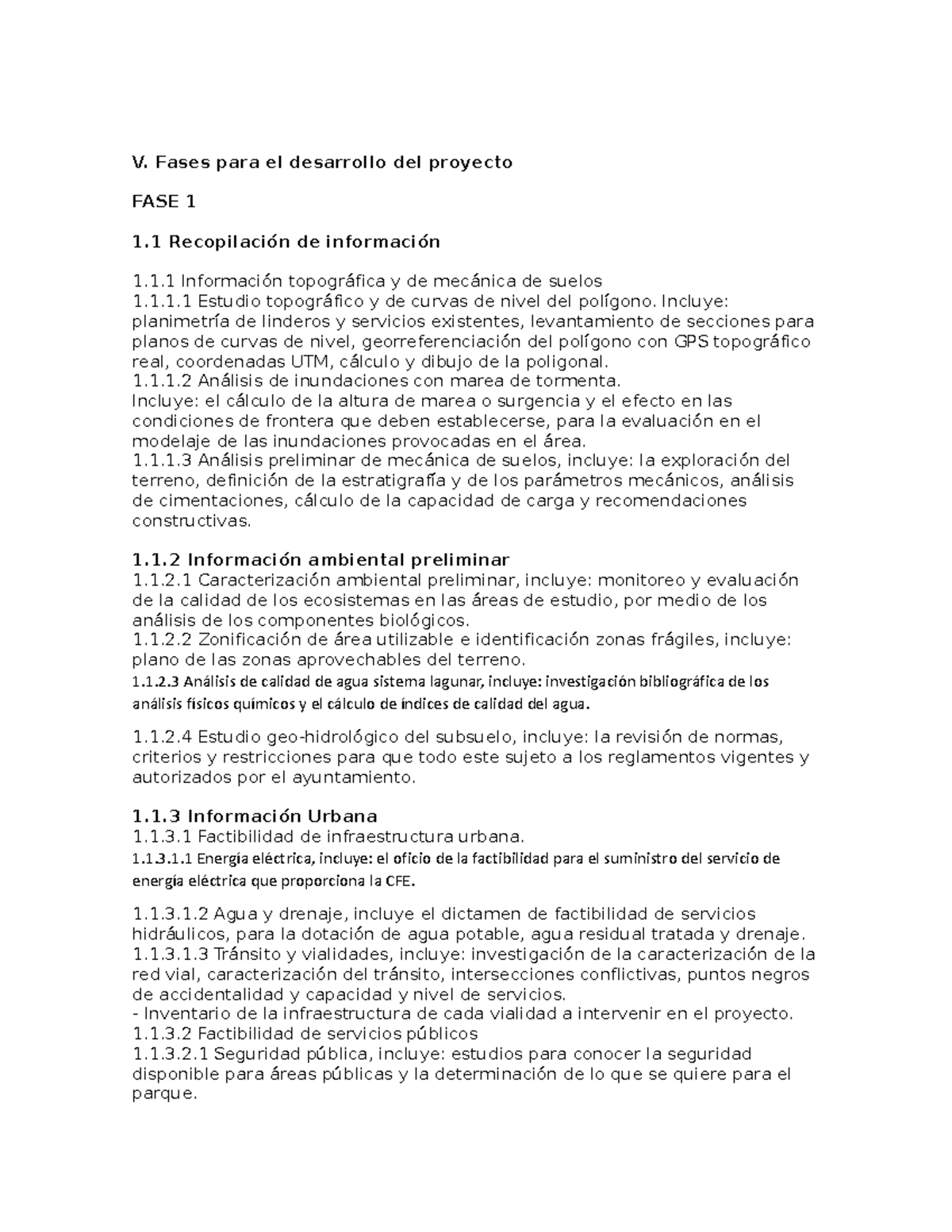 Fases para el desarrollo del proyecto - V. Fases para el desarrollo del ...