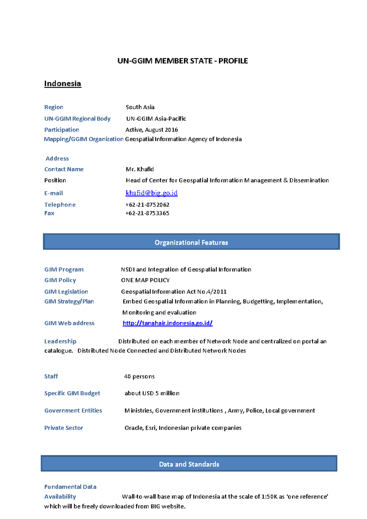 Country profile of Indonesia - UN-GGIM MEMBER STATE - PROFILE Indonesia ...