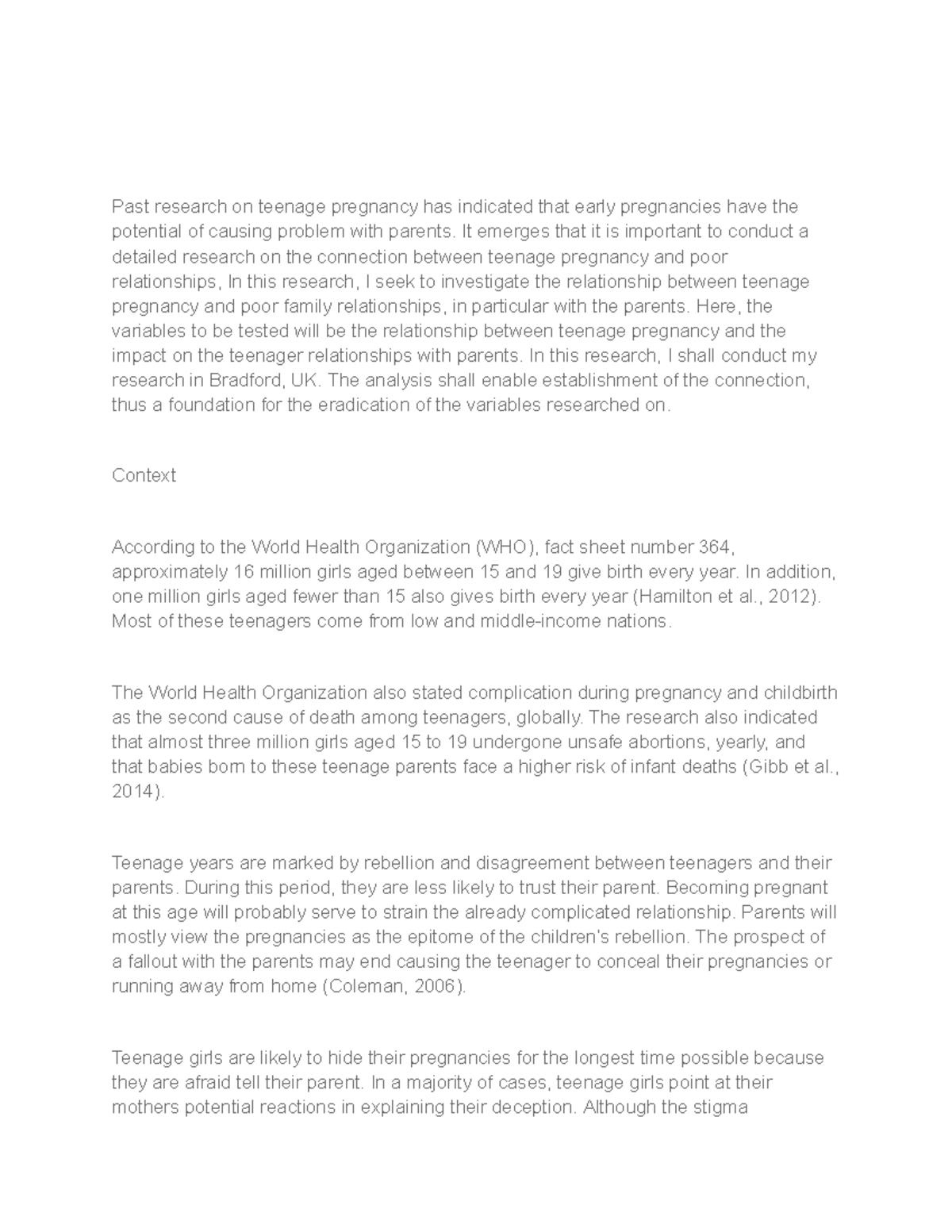 Impact of teenage pregnancy on relations with parents Essay - Past ...
