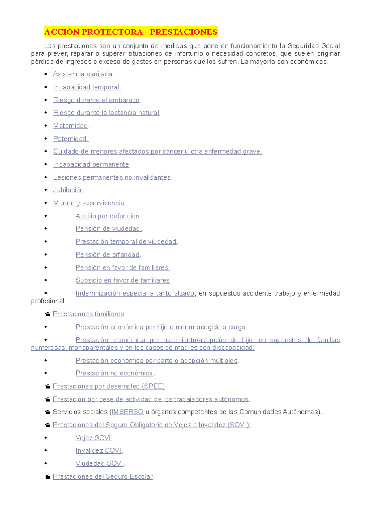 Accion Protectora - PROTECTORA PRESTACIONES Las prestaciones son un ...