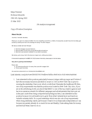 CRS 435 Final Reflection - Maya Tsimmer Professor McArdle CRS 435 ...