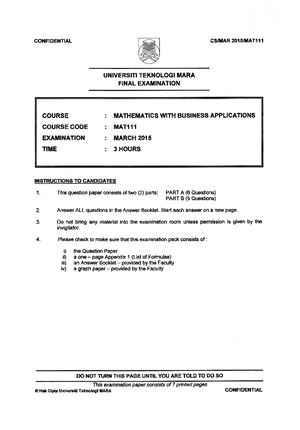 MAT112 Final EXAM (JULY 2023) - Business in Mathematics - UiTM - Studocu