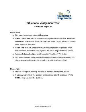 SJT Practice Paper 1 Answers & Rationale - Situational Judgement Test ...