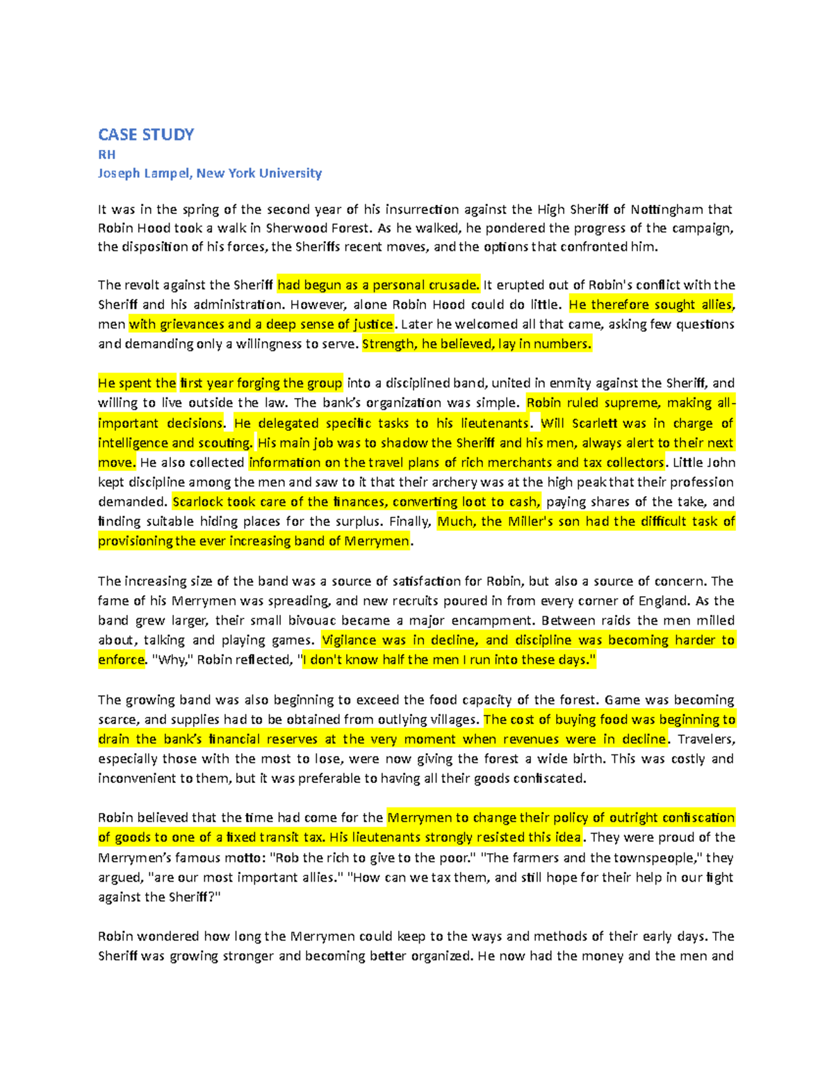 RH case - sdaasd qasdas - CASE STUDY RH Joseph Lampel, New York ...